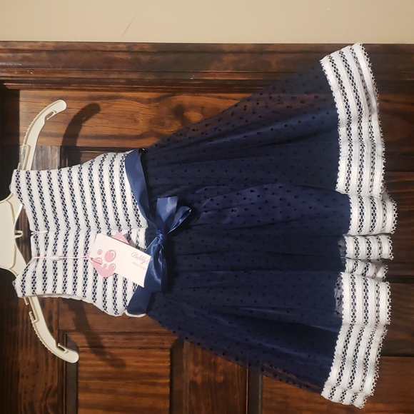 Chasing Fireflies | Dresses | Navy Blue Floral Sash Flower Girl Dress ...